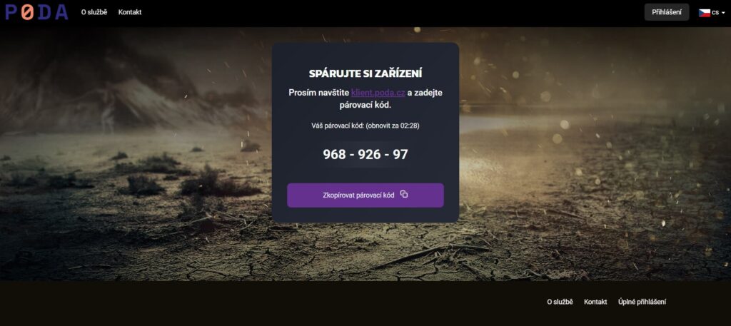 Jak spárovat PODA net.TV s Klientskou zónou → PODA